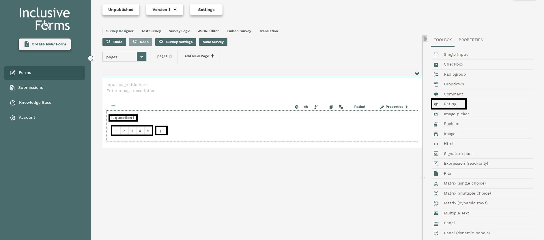 Rating – Inclusive Forms