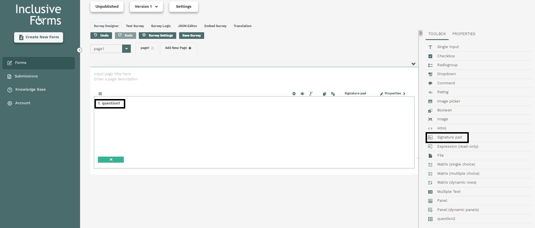 Signature Pad – Inclusive Forms
